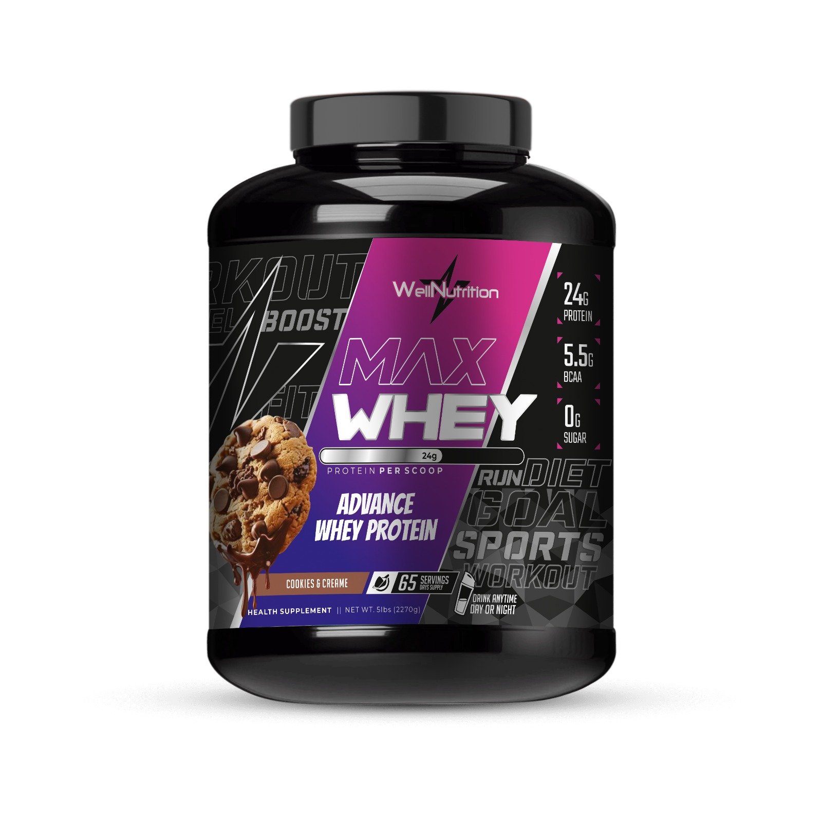 Max Whey Protein - Cookies & Cream - wellnutrition.in